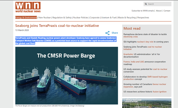 Seaborg joins TerraPraxis coal-to-nuclear initiative